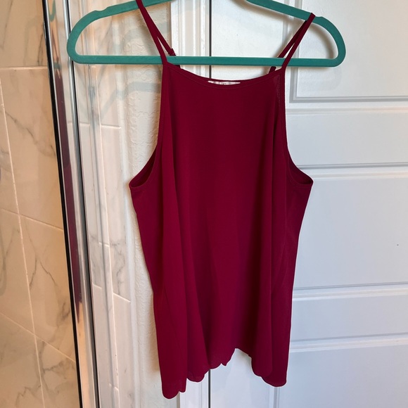 Tops | Pink Tank Split Back Scalloped Bottom | Poshmark